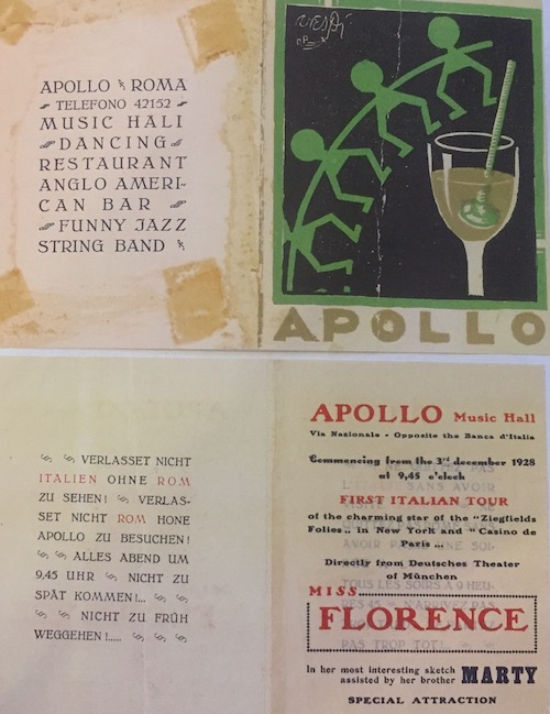 Brochure from the Apollo Music Hall, Rome, 1929 - Jazz Age Club